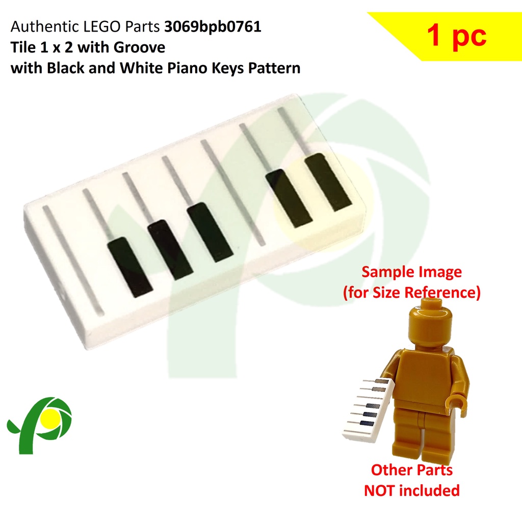 LEGO Parts 3069bpb0761 Tile 1x2 with Black and White Piano Keys Pattern ...