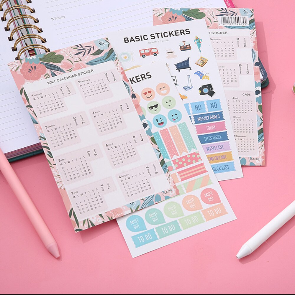 4 Sheets 2021 Calendar Tab Stickers Planner Monthly Schedule Mark Label ...