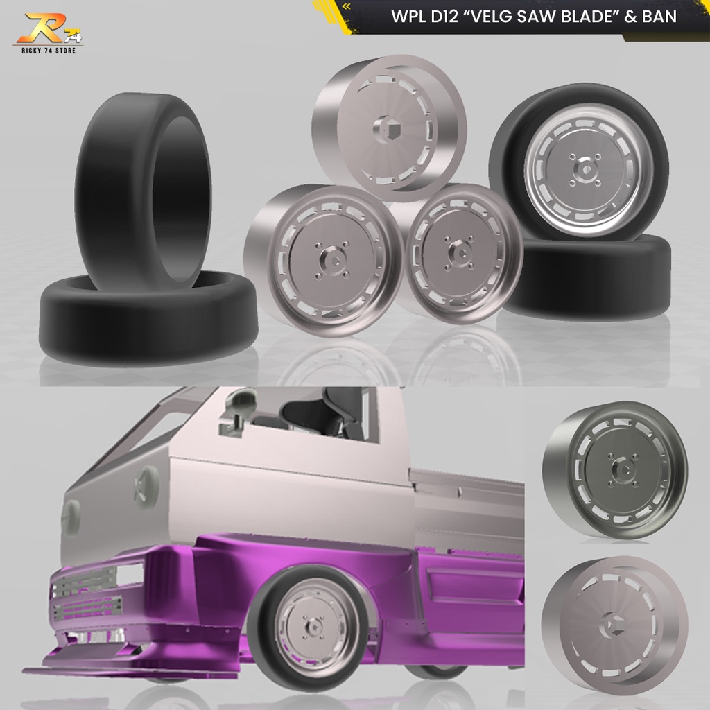 Wpl D12 Saw Blade Model Rims and Tires 1 Set - RC Drift 3D Print ...