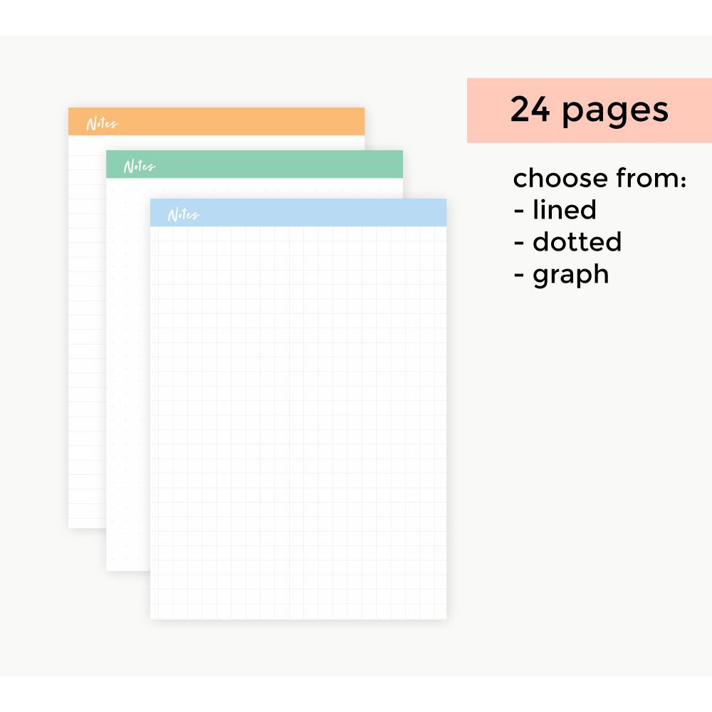 A5 Notes Pages Inserts (for 6 Ring Binder) - 120gsm paper, loose leaf ...