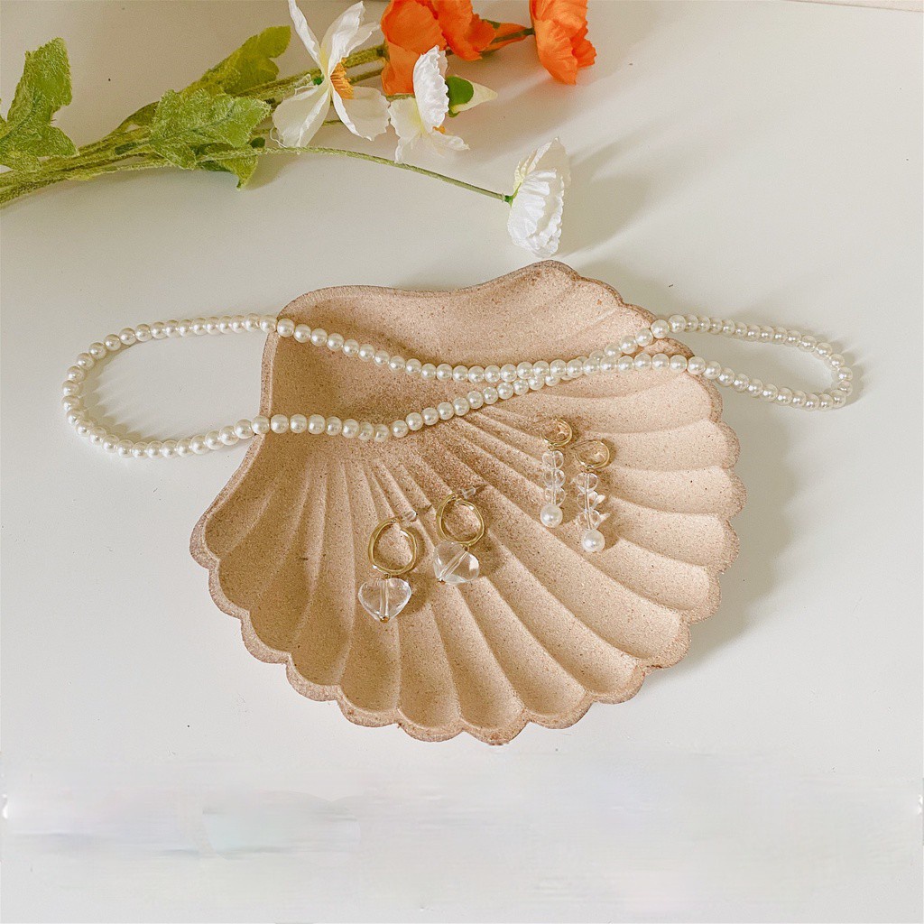 Shell Shaped Wooden Plate INS Jewelry Plate Jewelry Storage Plate ...