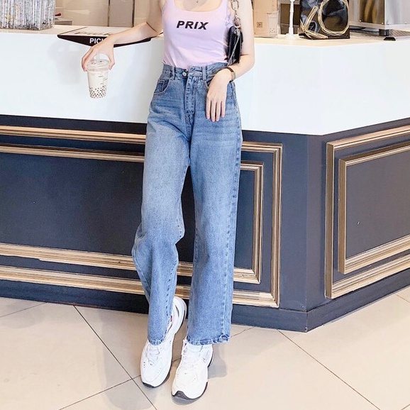 Women's Simple Jeans High Waist Straight Wide Leg Ulzzang Guangzhou ...