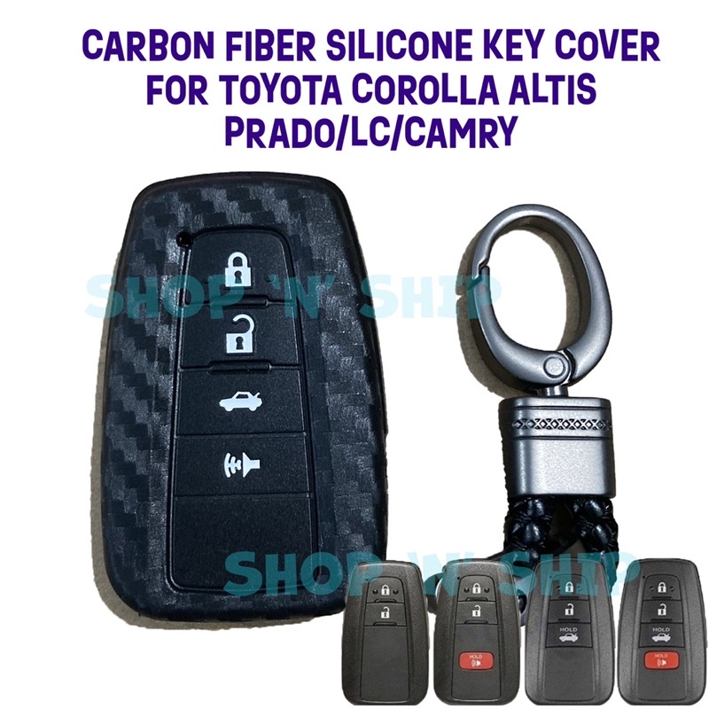 Carbon Fiber Silicone Key Cover for Toyota Corolla Altis, Prado / Land ...