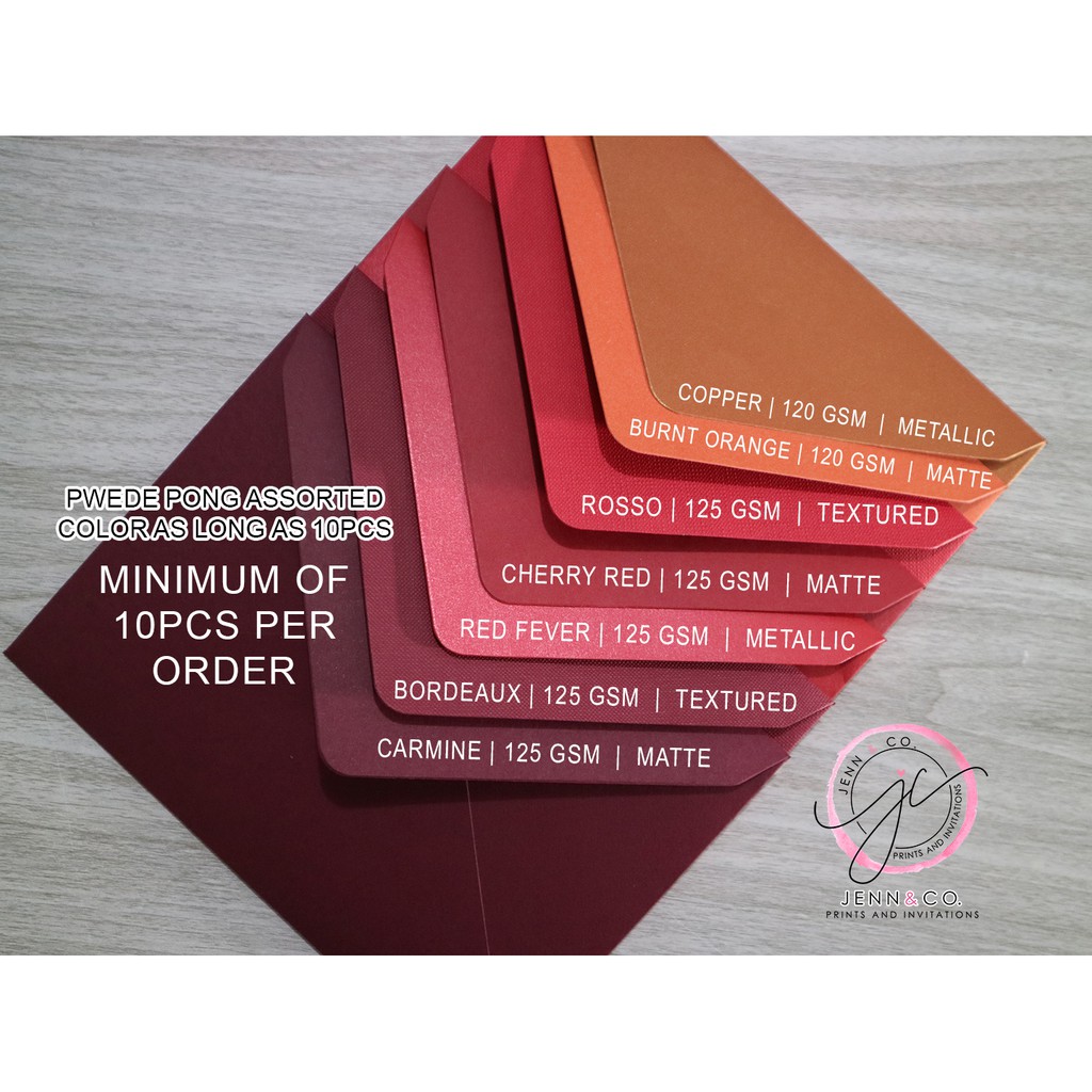 ENVELOPE WEDDING INVITATION maroon, burgundy, red, burnt orange, copper ...