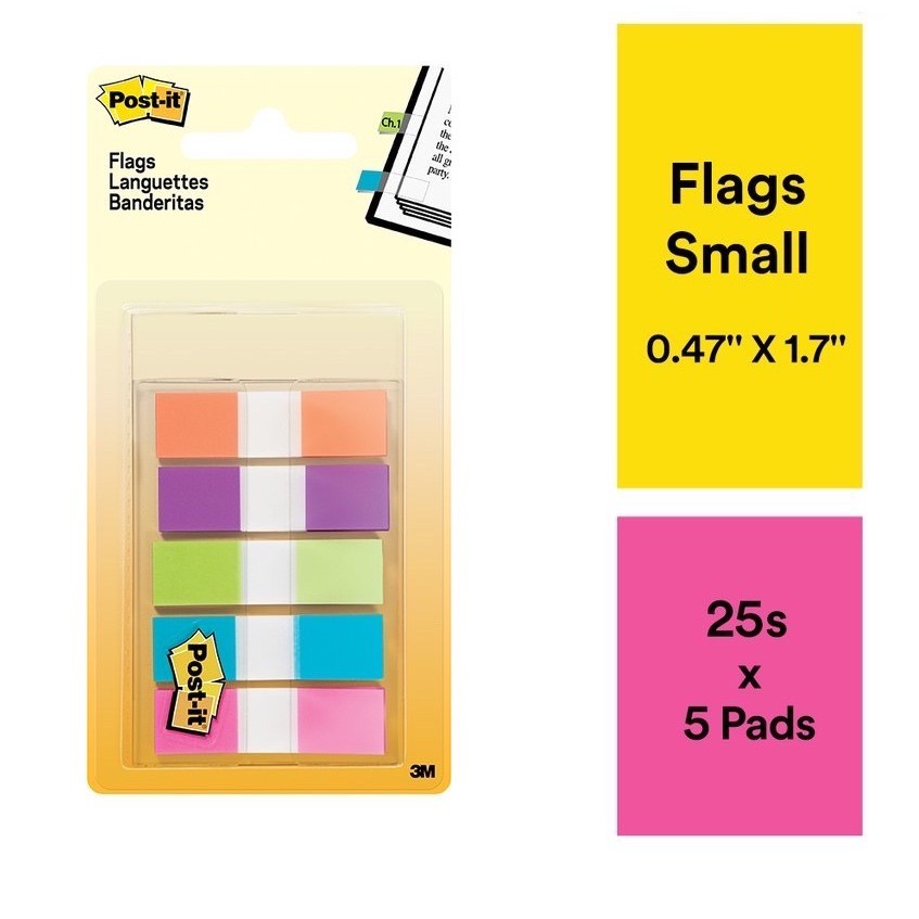 3M Post-it Flags Small 0.47”x1.7” (25s/ Dispenser x 5 Colours) | Shopee ...