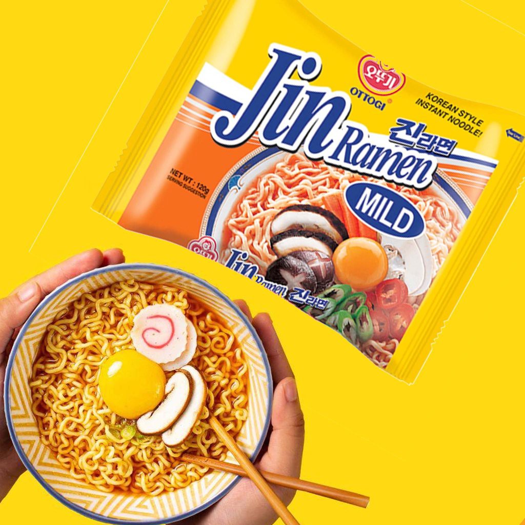 Noshers Ottogi Jin Ramen Mild & Spicy flavor Korean Noodles 120g | Shopee Philippines