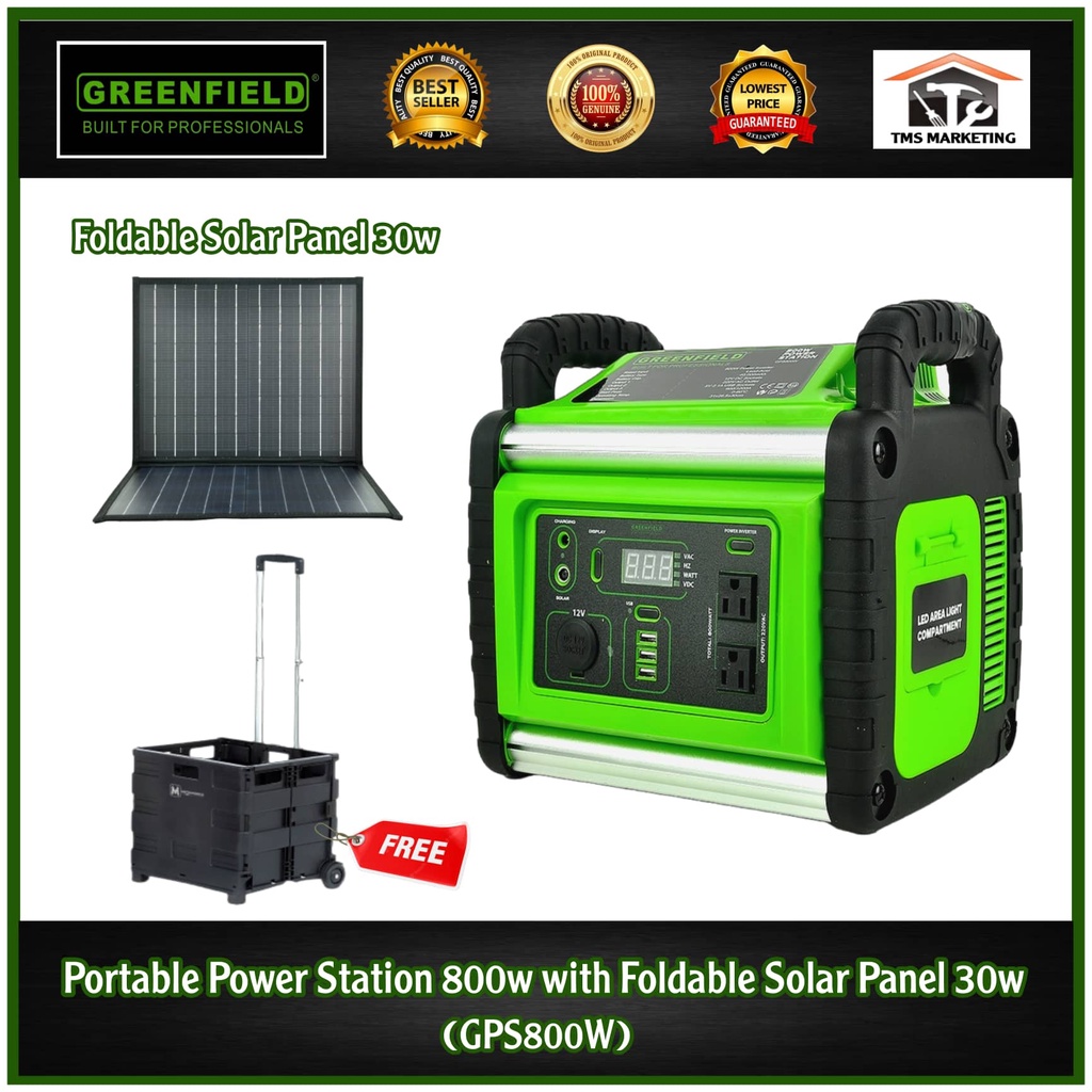 GREENFIELD 800W Rechargeable Power Station GPS800W with 30W Foldable ...