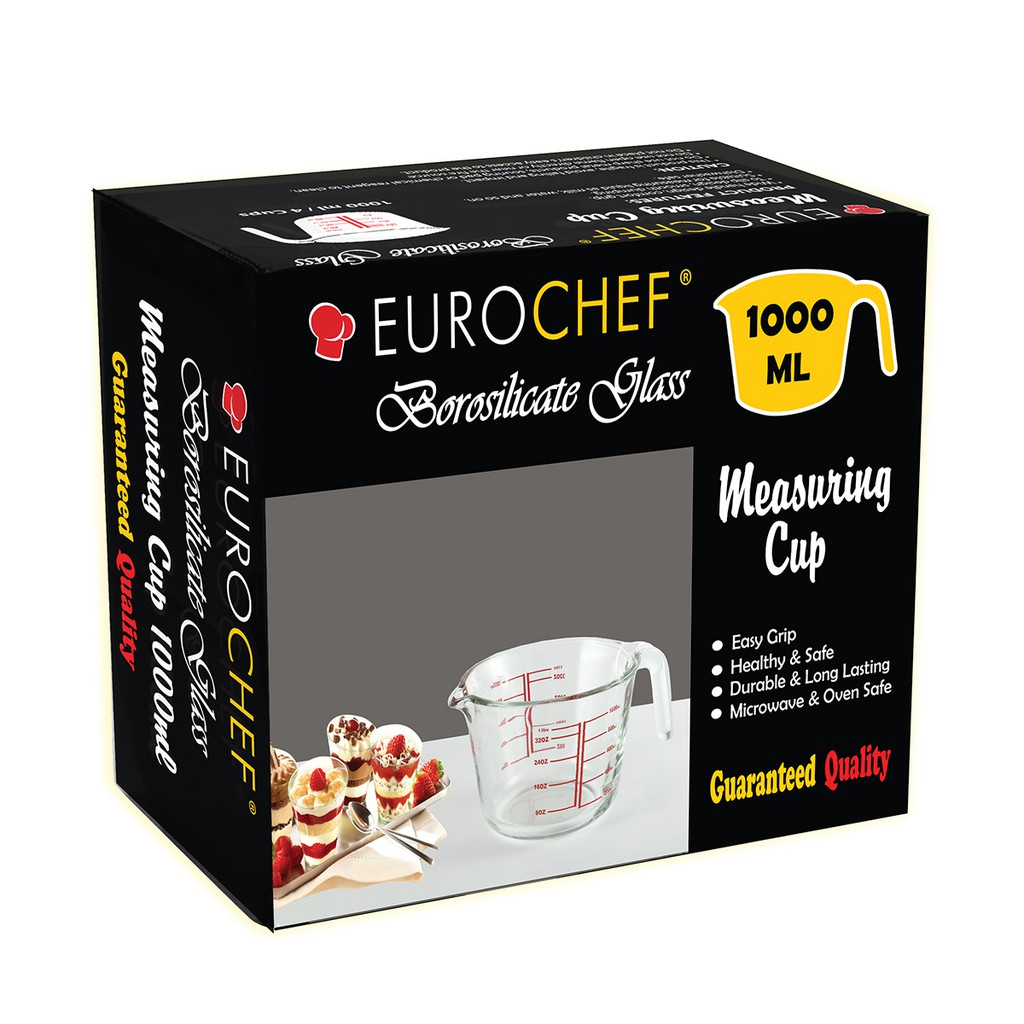 EUROCHEF 100% Authentic Borosilicate Measuring Glass 1000ml | Shopee ...
