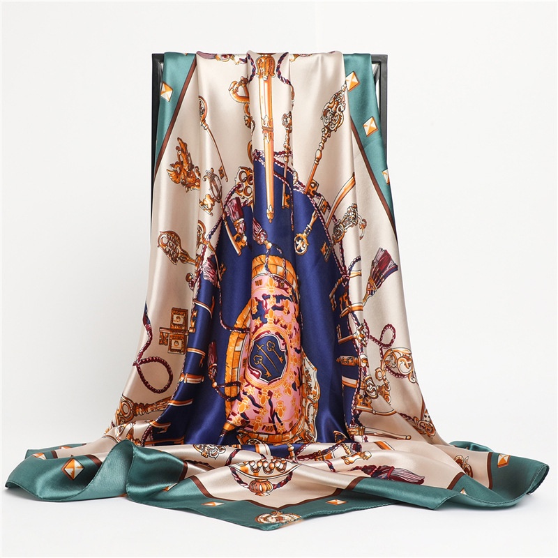 90*90cm Square Silk Scarf Women Shawls Neckerchief Designer Print ...