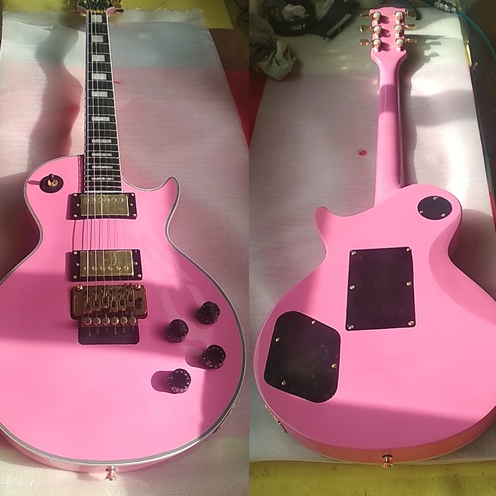 Gibson Les Paul Custom Pink Electric Guitar Tremolo Bridge | Shopee ...
