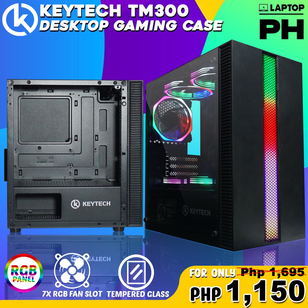 KEYTECH TM300 TEMPERED GLASS DESKTOP GAMING CASE ONLY | Fits on Micro ...
