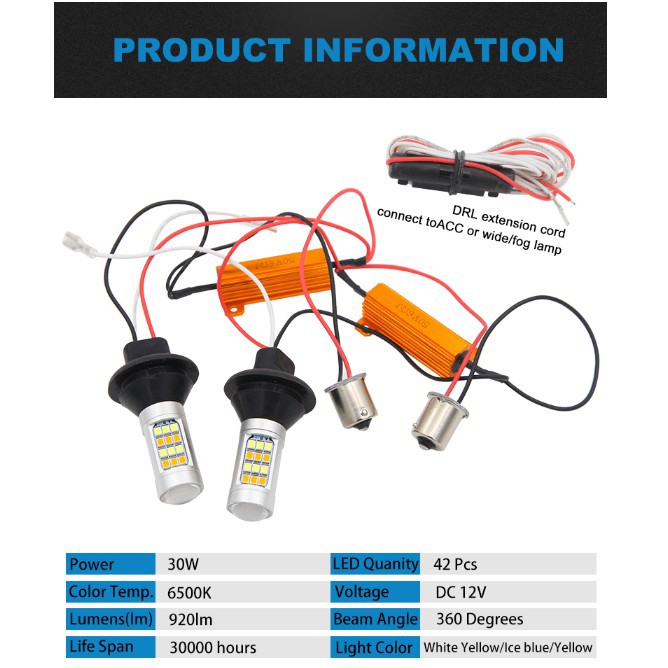 T20 1156 car led Dual Model Car DRL&Turn Signal lamp LED 42 SMD Daytime ...