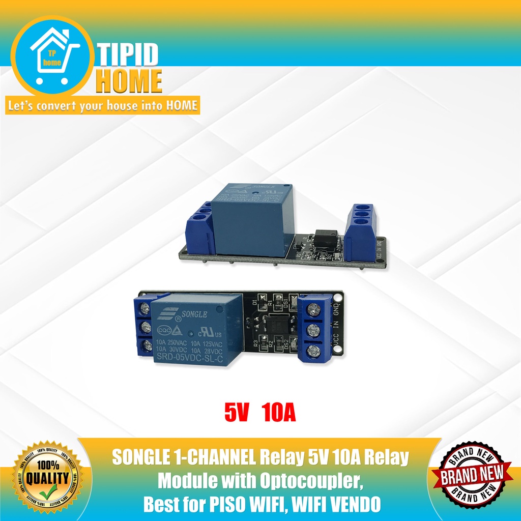 SONGLE 1-CHANNEL Relay 5V 10A Relay Module with Optocoupler, Best for ...