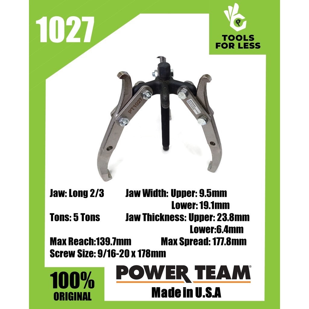 Power Team Grip-O-Matic Mechanical Jaw Puller Long Type 2/3 Jaw 5 Ton ...