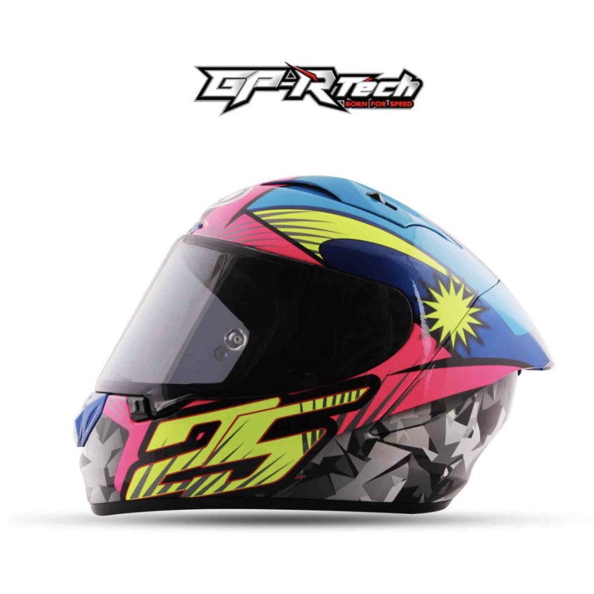 NHK Helmet GPR TECH V2 Azlan Shah #25 Long Spoiler Double D Ring (Free ...