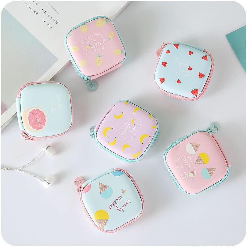 JHS Fruit Coin Purse Earphone Case USB Cable Storage Cartoon Cute ...