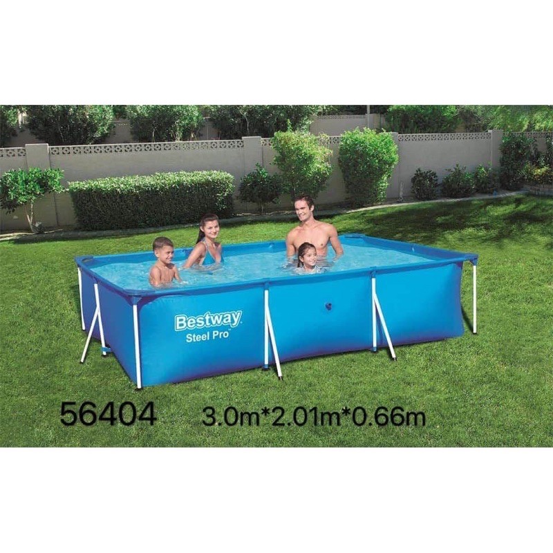 BESTWAY Steel Pro Rectangular Pool Frame pool 3.0m*2.01m*0.66cm ...