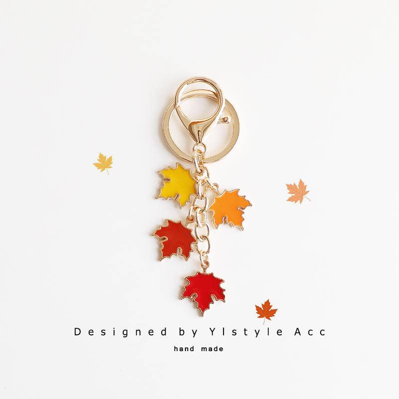 Keychain Hand-made Maple Leaf Color Change Sen Keychain Bag Pendant Car ...