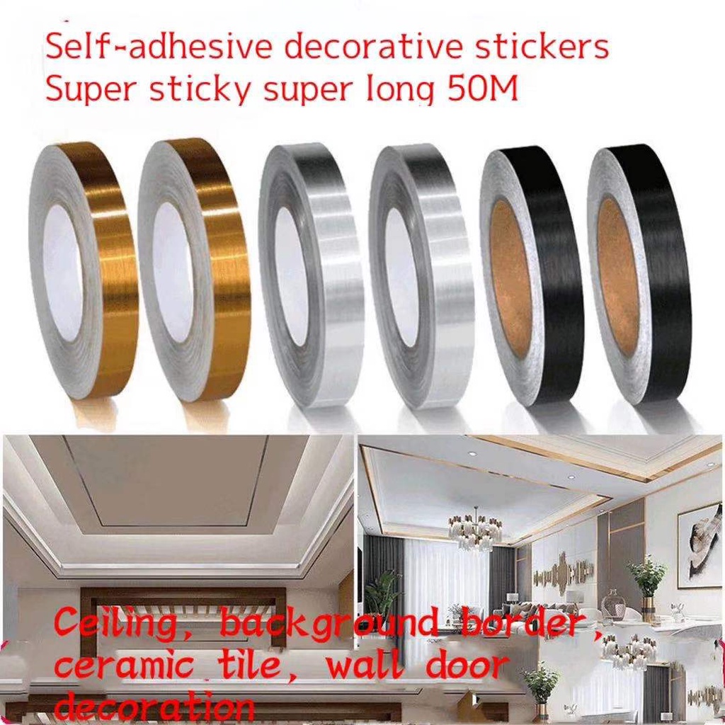 50M Silver/Black/Gold Wall Floor Self Adhesive Tape Sticker Ceramic ...