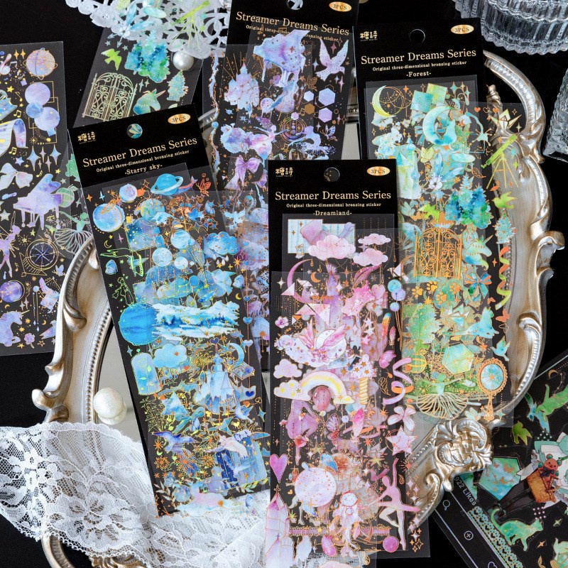 3 Sheets Star Dream Series PET Decorative Stickers Cute Waterproof ...