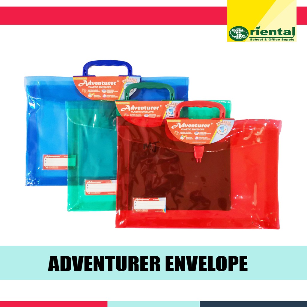 Adventurer Long Plastic Envelope with Handle - Colored and Transparent ...