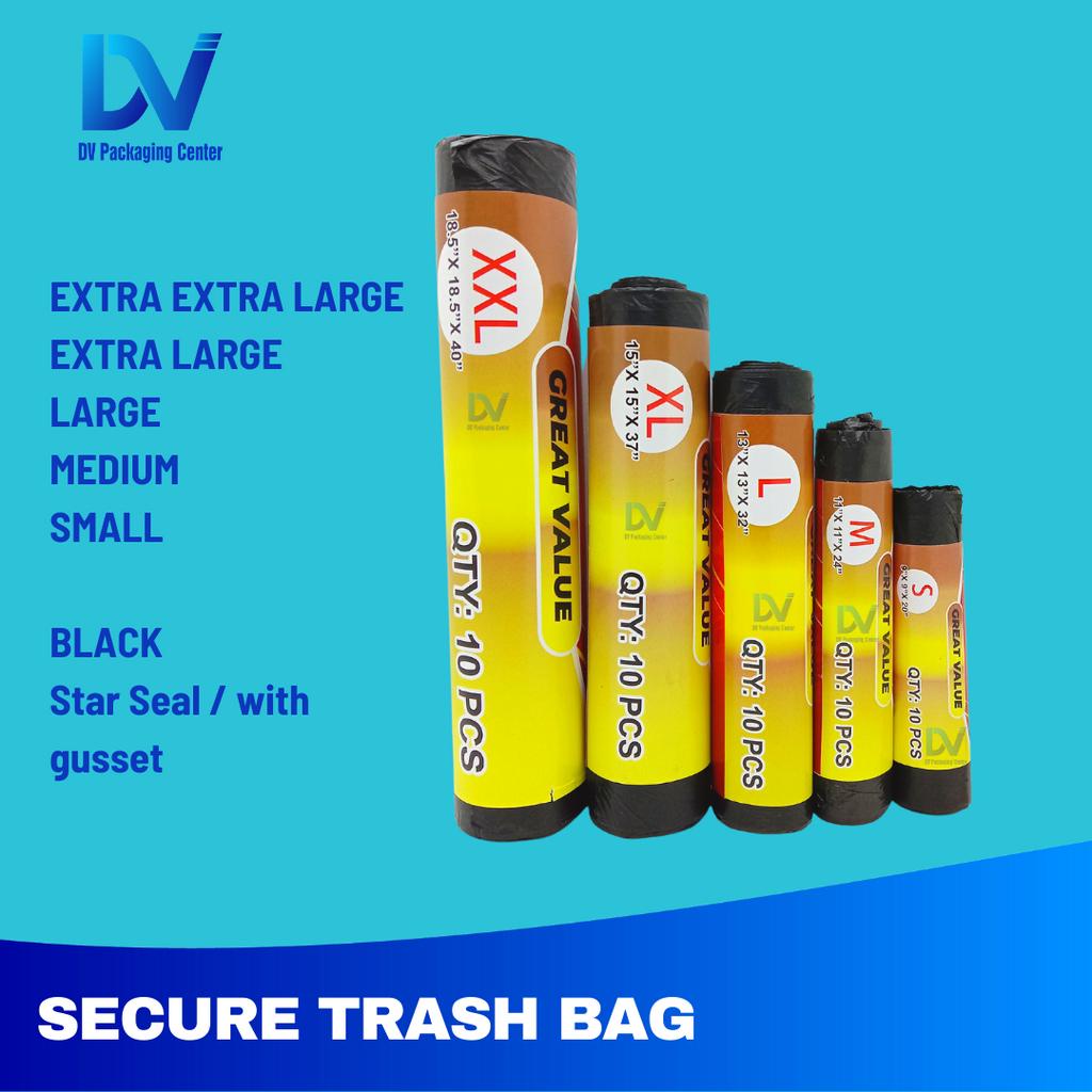 Secure Trash Bag - Black (1 Roll x 10pcs) | Shopee Philippines