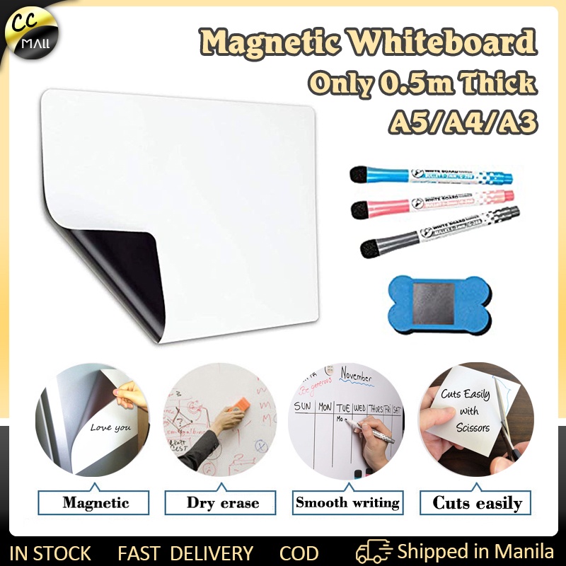 NEW A3/4/5 Magnetic Dry Erase Whiteboard Sheet with Pen and Board ...