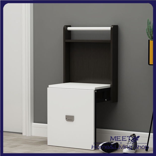 QtIx S001 Wall-Mounted Folding Chair Cushioning Design Shoe Changing ...
