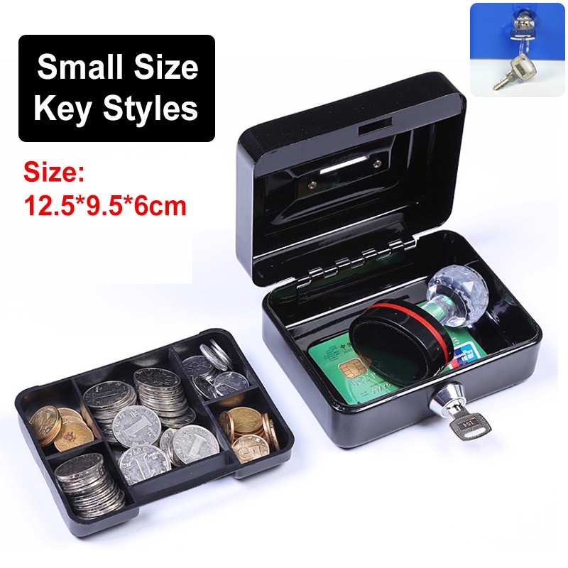 Cash Box Portable Money Secret Security Convenience Safe Box Lock Metal ...
