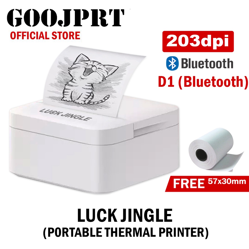 GOOJPRT D1 Luck Jingle Portable Bluetooth Thermal Printer (203dpi) 1000mAh Lithium-ion Battery w ...
