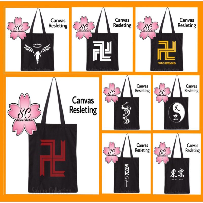 HITAM TOKYO REVENGERS Tote bag Manji Gang Valhalla Black Dragon Bonten ...