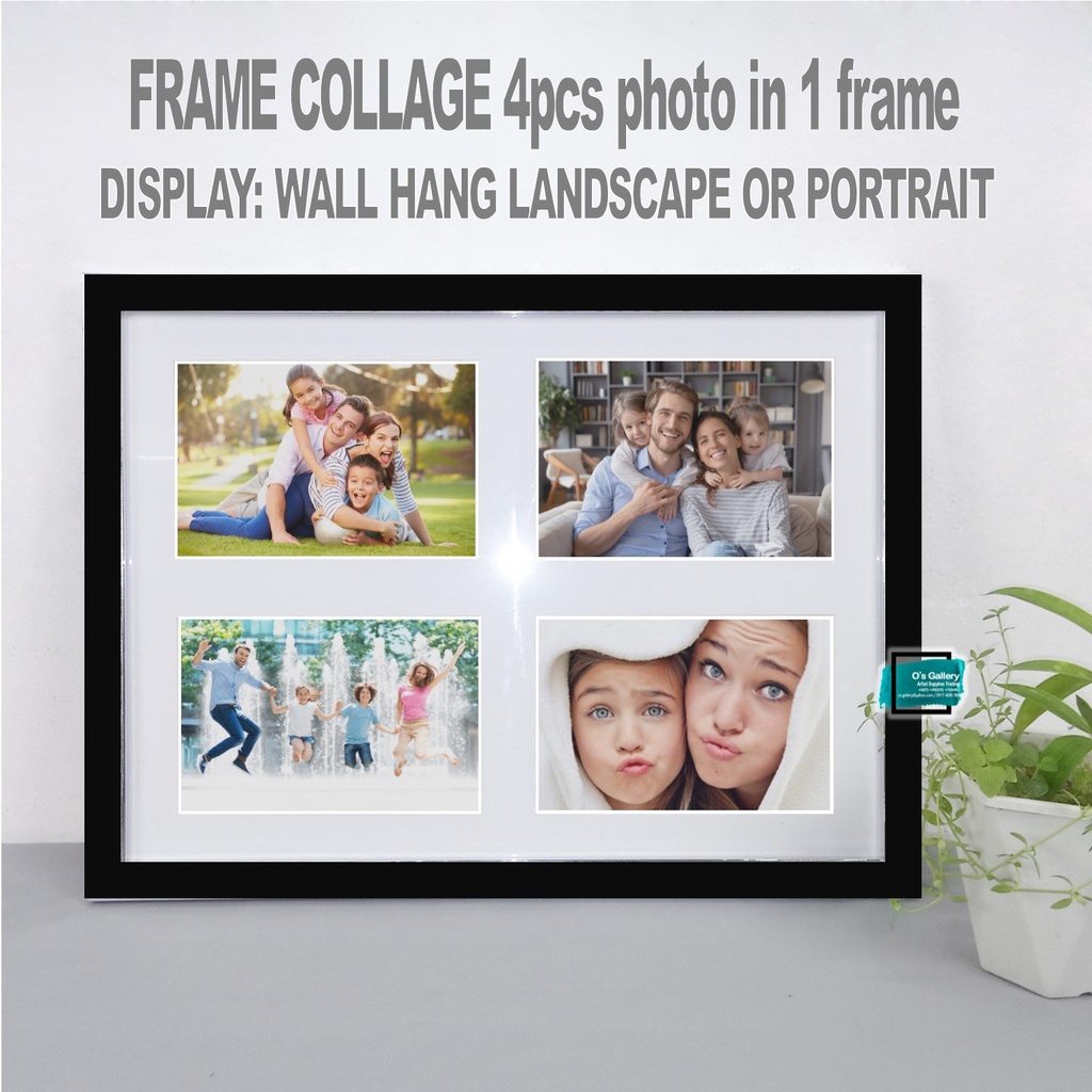 Frame Collage 4pcs photos in 1 frame Rectangle size 3R, 4R, 5R, 6R wall ...