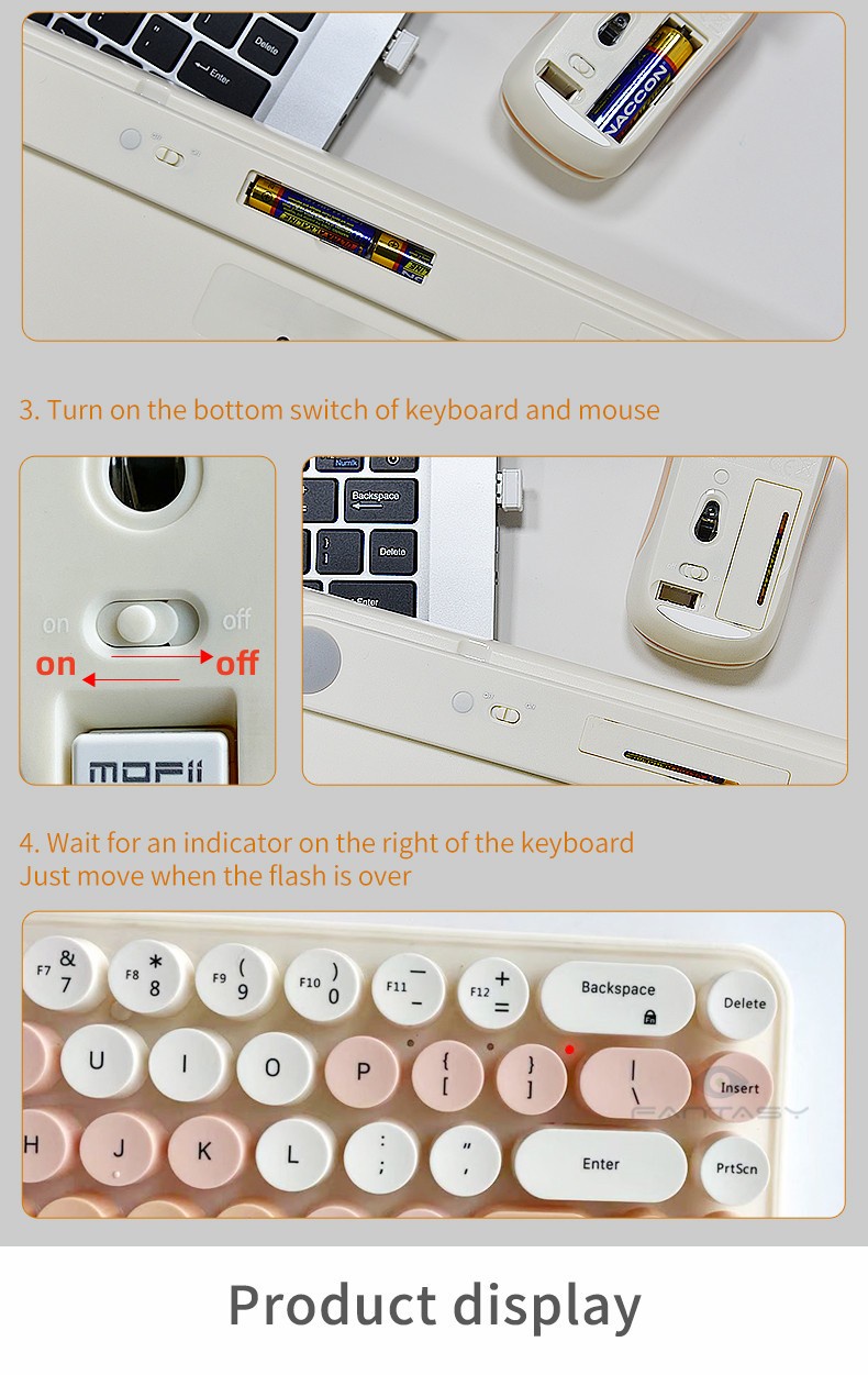 MOFII iMini Super Handy Wireless Keyboard and Mouse Combo Cute Mute ...