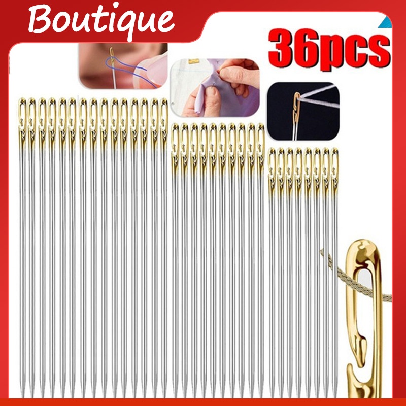 36pcs Self-Threading Sewing Needles Stainless Steel Quick Automatic ...