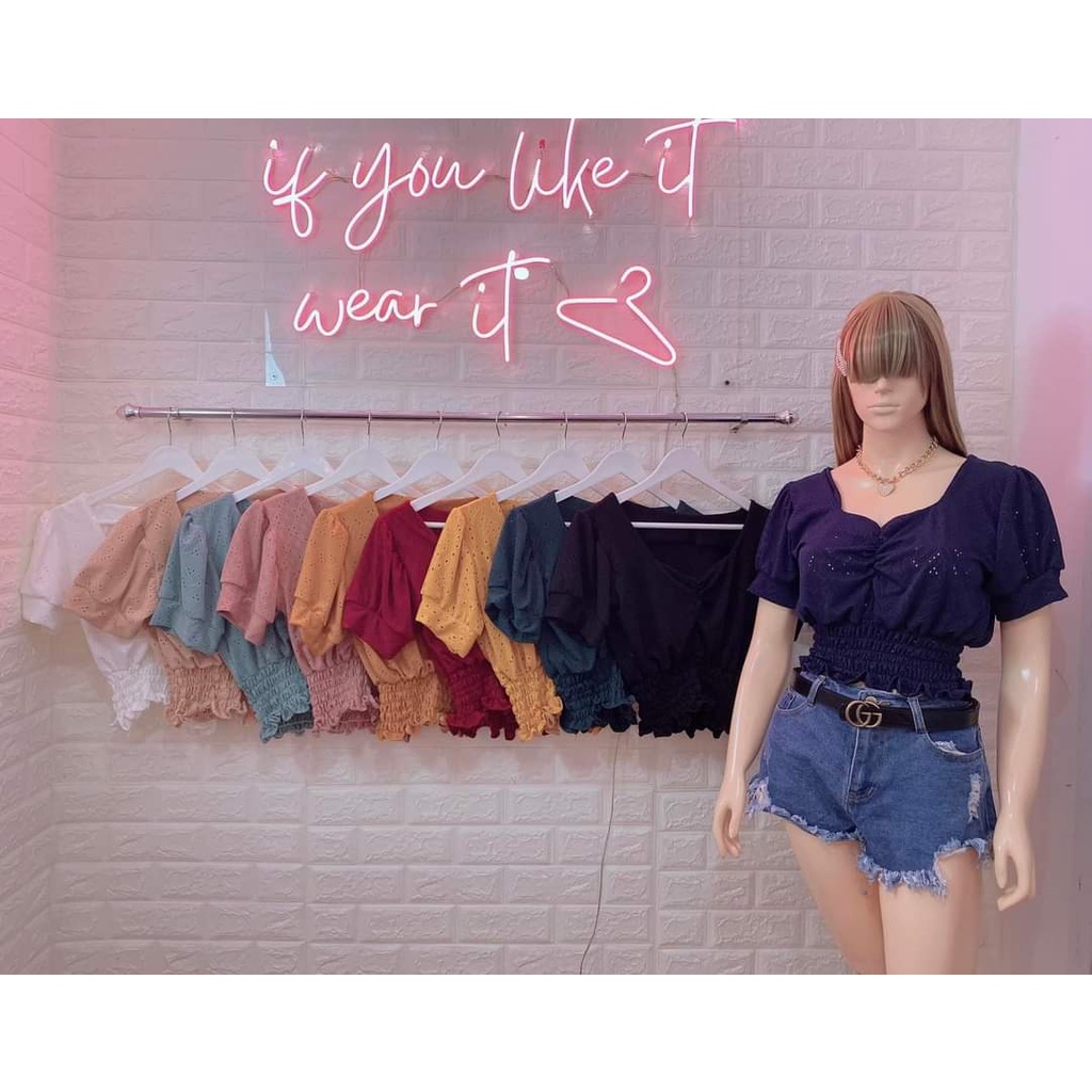Sonya swissdot tops. with smocking details on the bottom. Best fit from ...