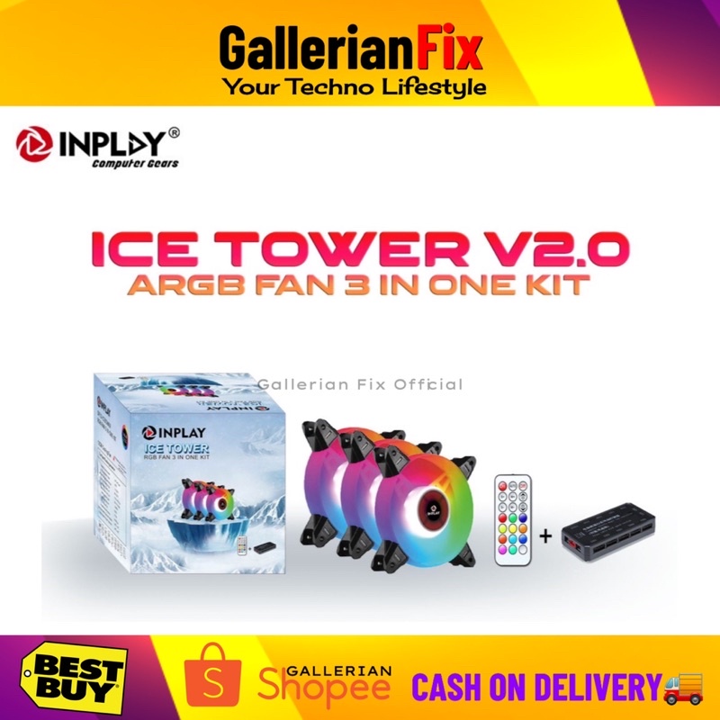 INPLAY Ice Tower RGB FAN 3 in 1 kit 3in1 3n1 120mm rgb argb v2 set with ...