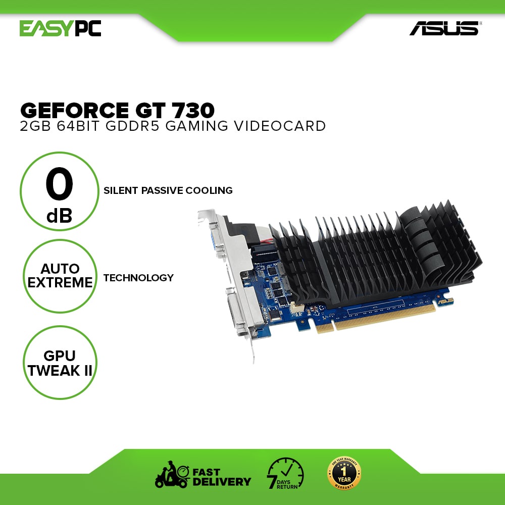 Asus GT730 GT730-SL-2GD5-BRK 2GB 64bit GDdr5 Gaming Graphics Card, Brand New NVIDIA GeForce GT ...