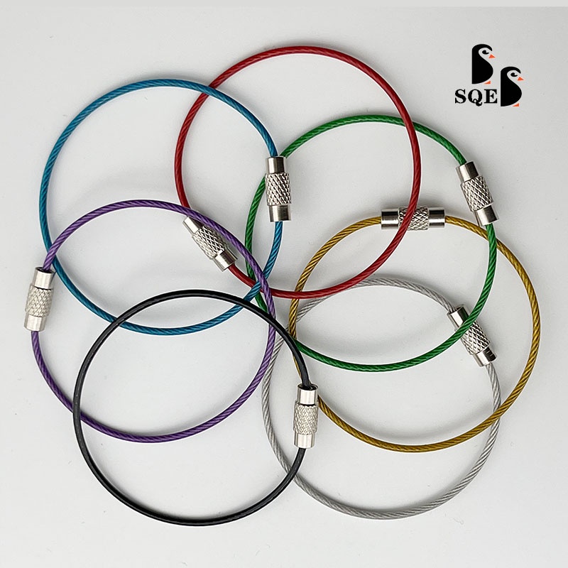 5/10Pcs EDC Stainless steel wire keychain Car Key Holder keyring ...