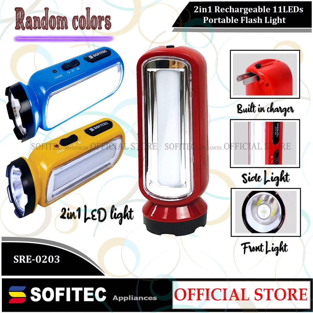 Sofitec 2in1 Rechargeable Light Flashlight 11LEDs Lamp Emergency ...