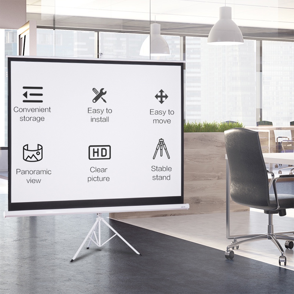 Deli 100 inch HD Projector Screen With Stand Ratio 4:3/16:9 Portable ...
