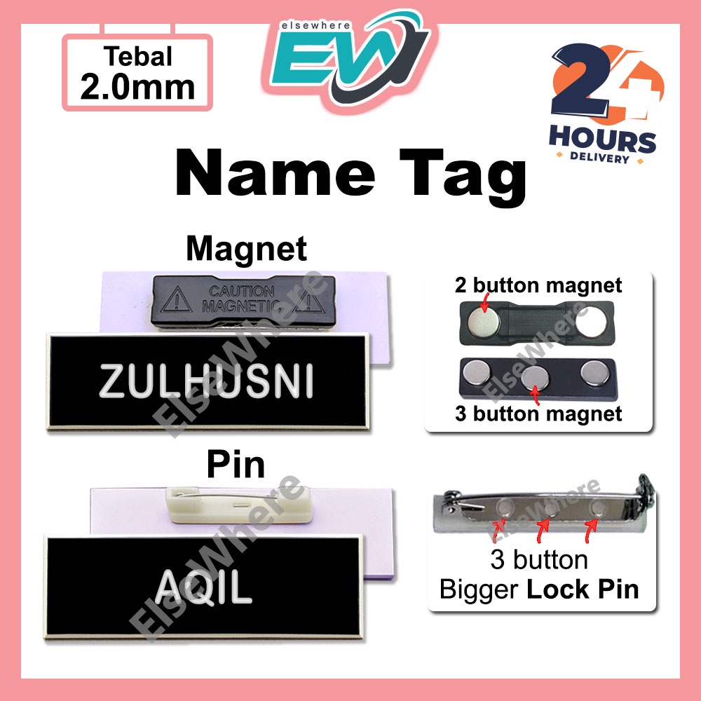 2mm MAGNET Name Tag, PIN Name Tag for Cikgu School Name Tag, Royal ...