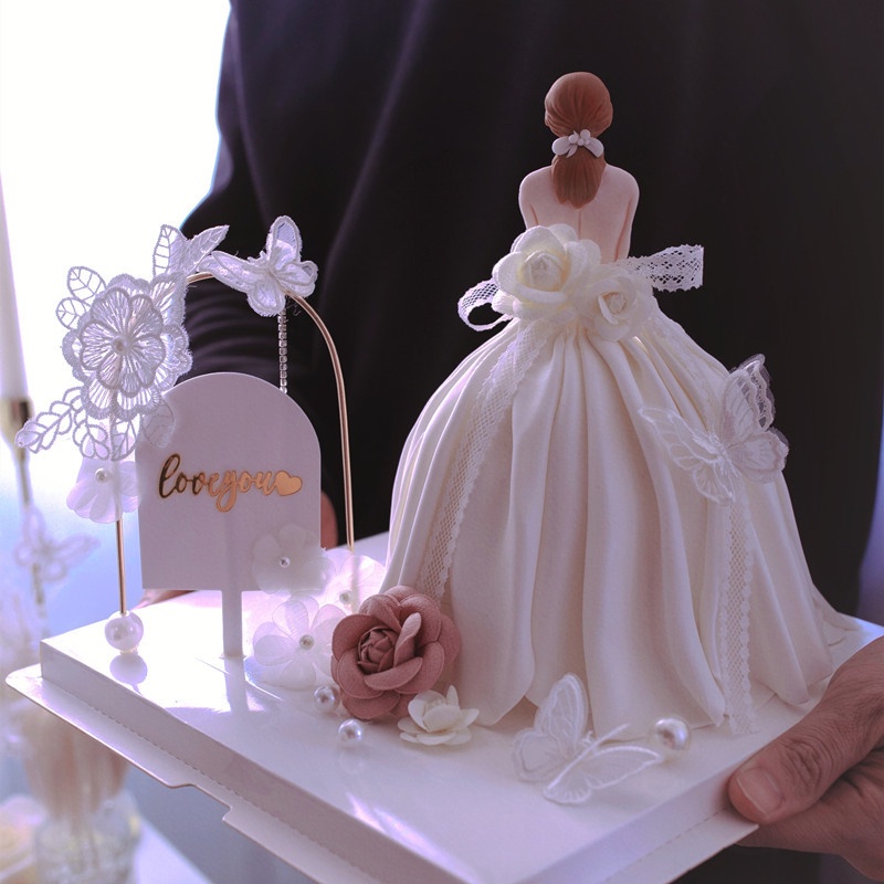 Girls soft glue Back cake Topping Butterfly Arch cake Top Happy ...