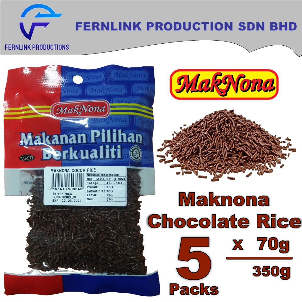 Maknona Chocolate Sprinkles Cocoa Rice 5 X 70g Pure Chocolate Rice ...
