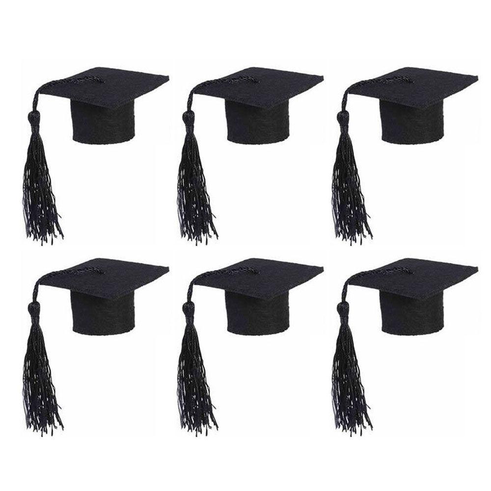 BACKSTREET 6Pcs Mini Graduation Hat Doll DIY Decoration Doctoral Cap ...