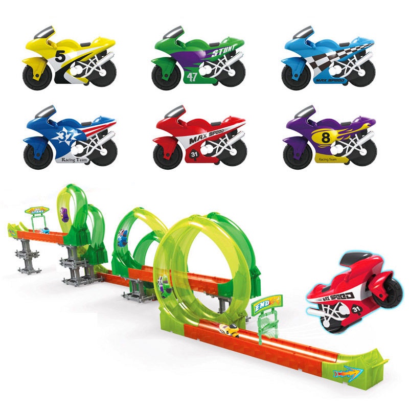 Spot children's track car toy car mini motorcycle model racing roller ...