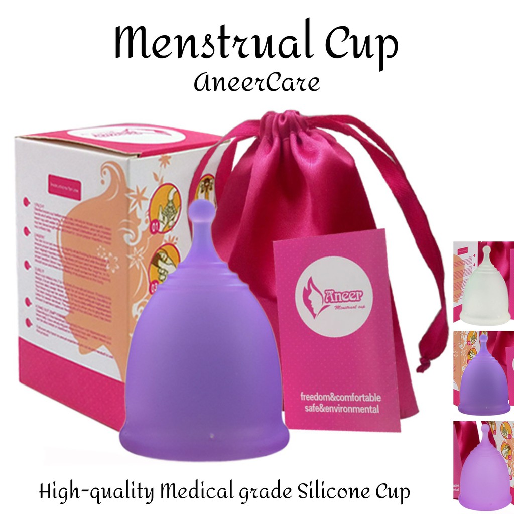 Menstrual Cup Hygiene High-quality Medical Silicone Cup (Pink, Purple, transparent) S & L ...