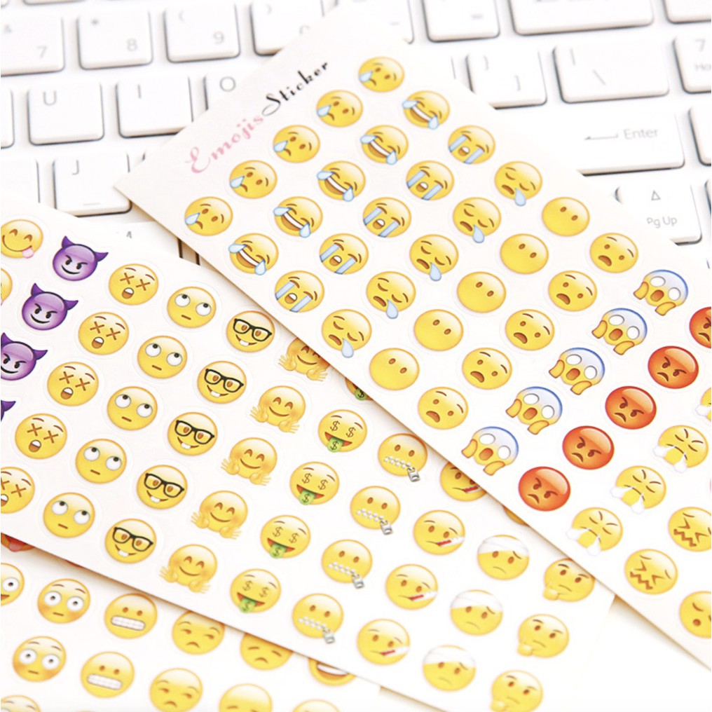 12 Sheets Emoji Face Sticker Sheets Set DIY Planner Notebook Scrapbook ...