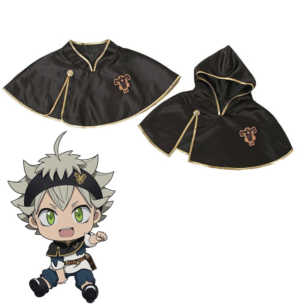 Clover Black Cloak Asta Outfit Black Bull Short Cape Cosplay Costume ...