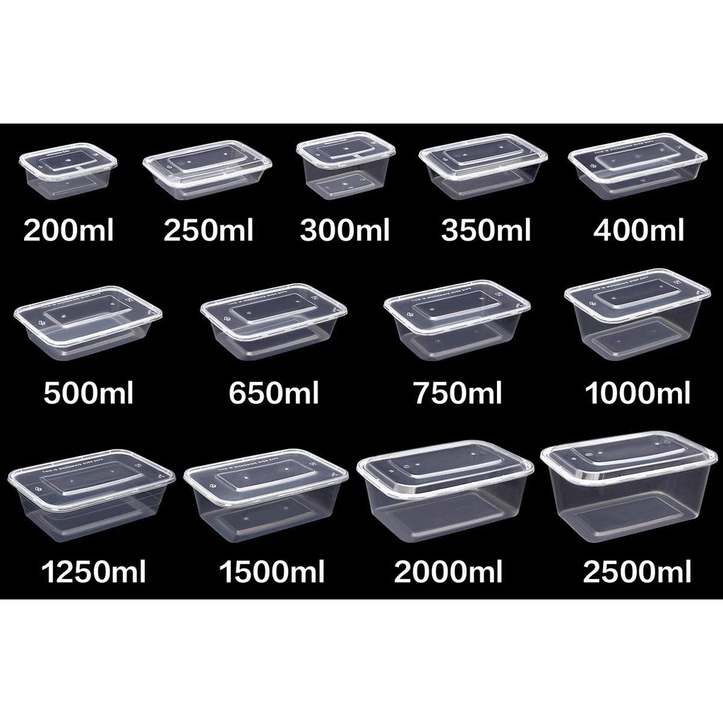 10pcs rectangle Microwavable Food Container disposable Plastic tub 500ml,650ml,750ml,1000ml ...