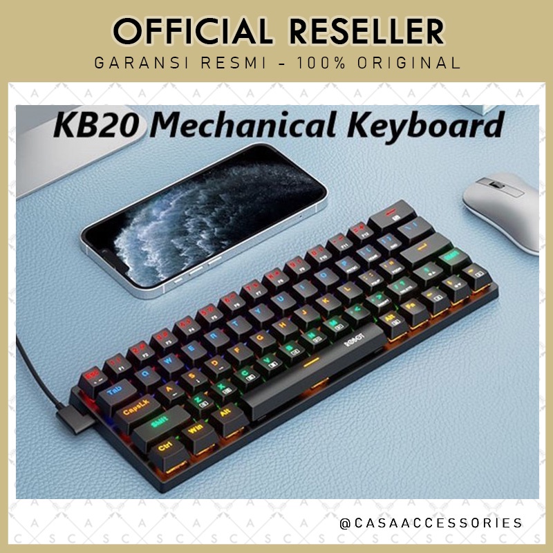 Robot RK20 Wired Mechanical Keyboard Rainbow Backlight Effect | Shopee ...